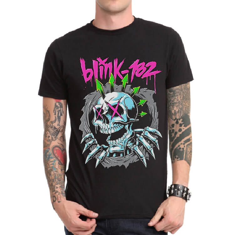 T Shirt Rock Blink 182 Czarny Heavy Metal Band Tee WISHINY
